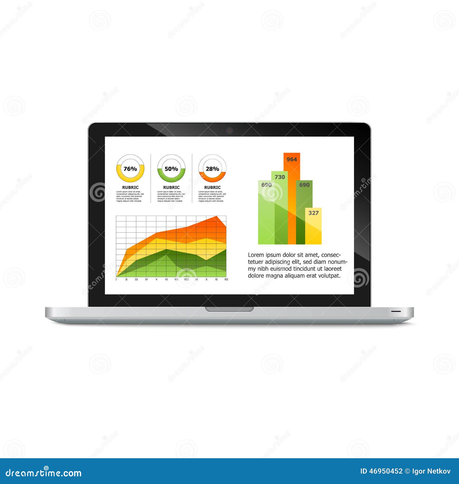 Laptop With Statistics Chart. Vector Illustration | CartoonDealer.com ...
