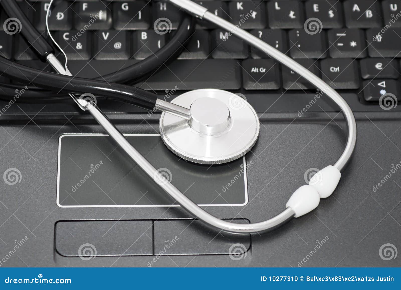 Laptop and stethoscope stock photo. Image of flat, clipping - 10277310