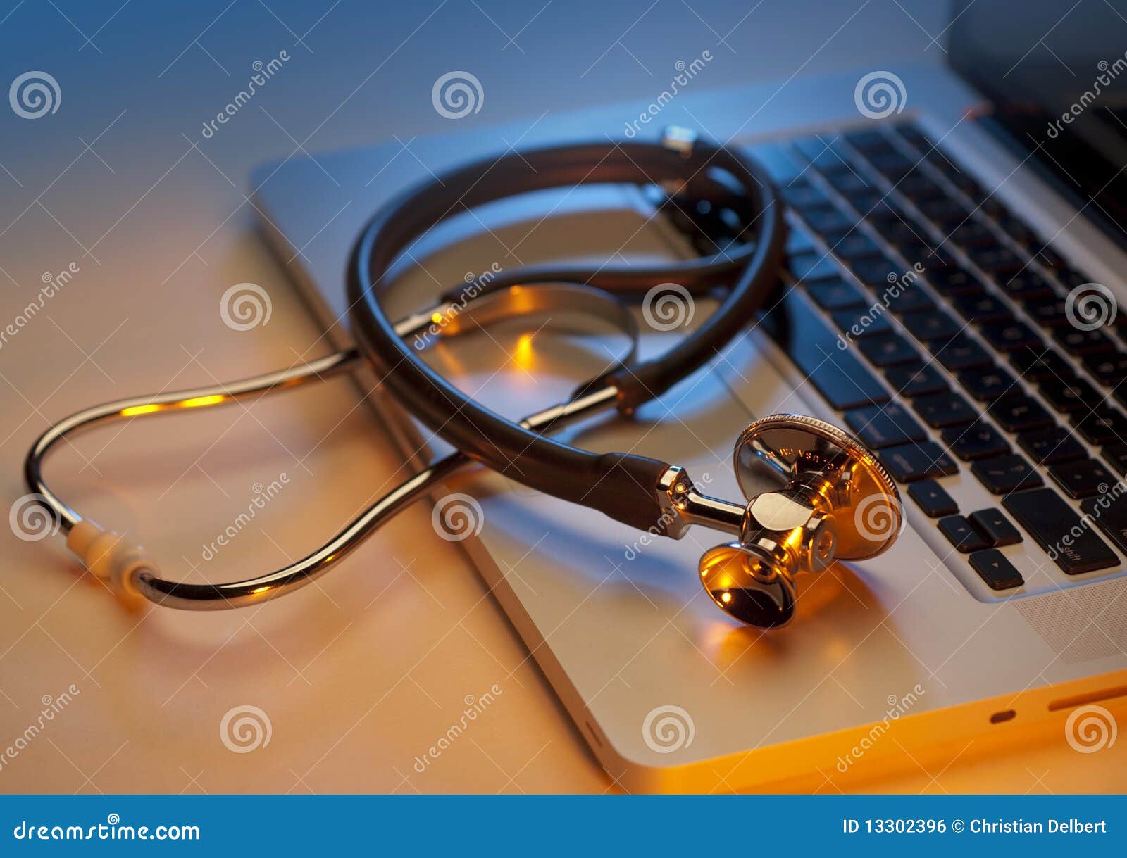 Laptop and stethoscope stock photo. Image of care, information - 13302396