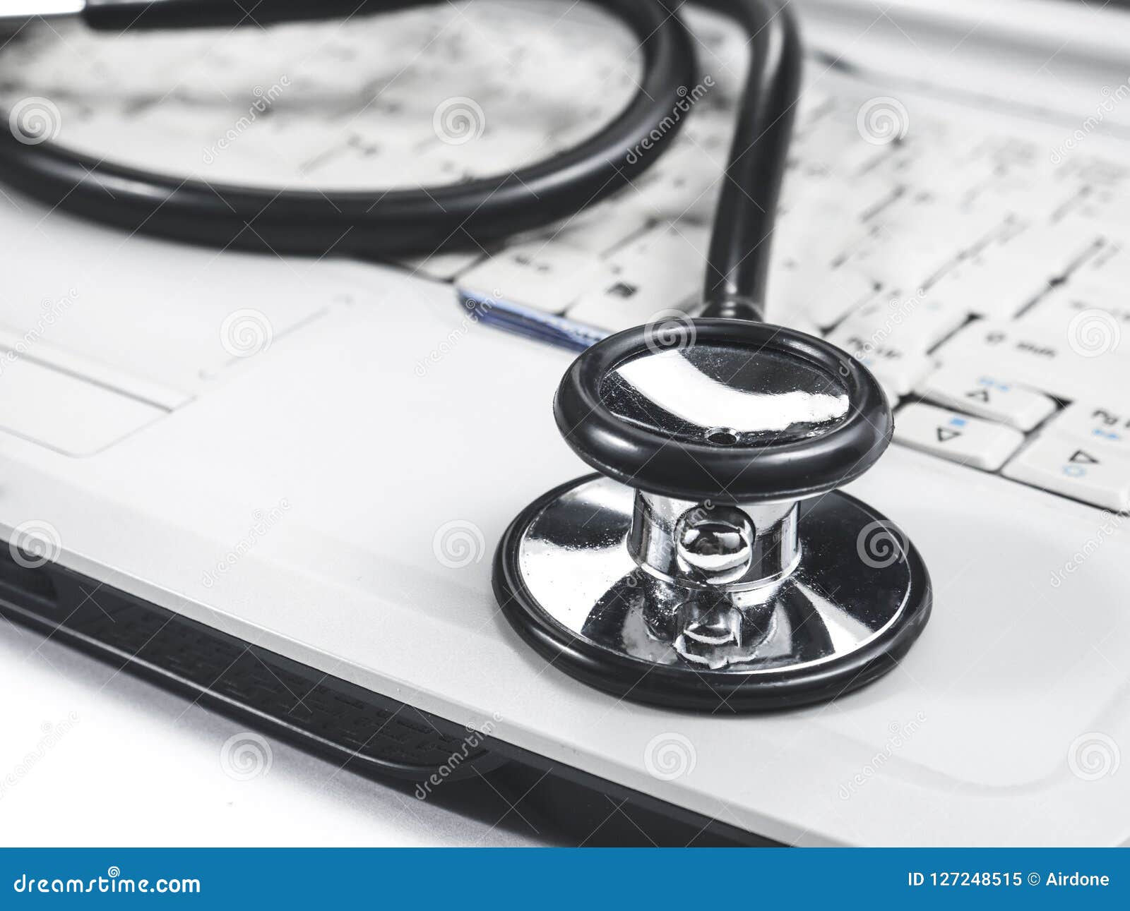 Laptop with Stethoscope stock image. Image of computer - 127248515