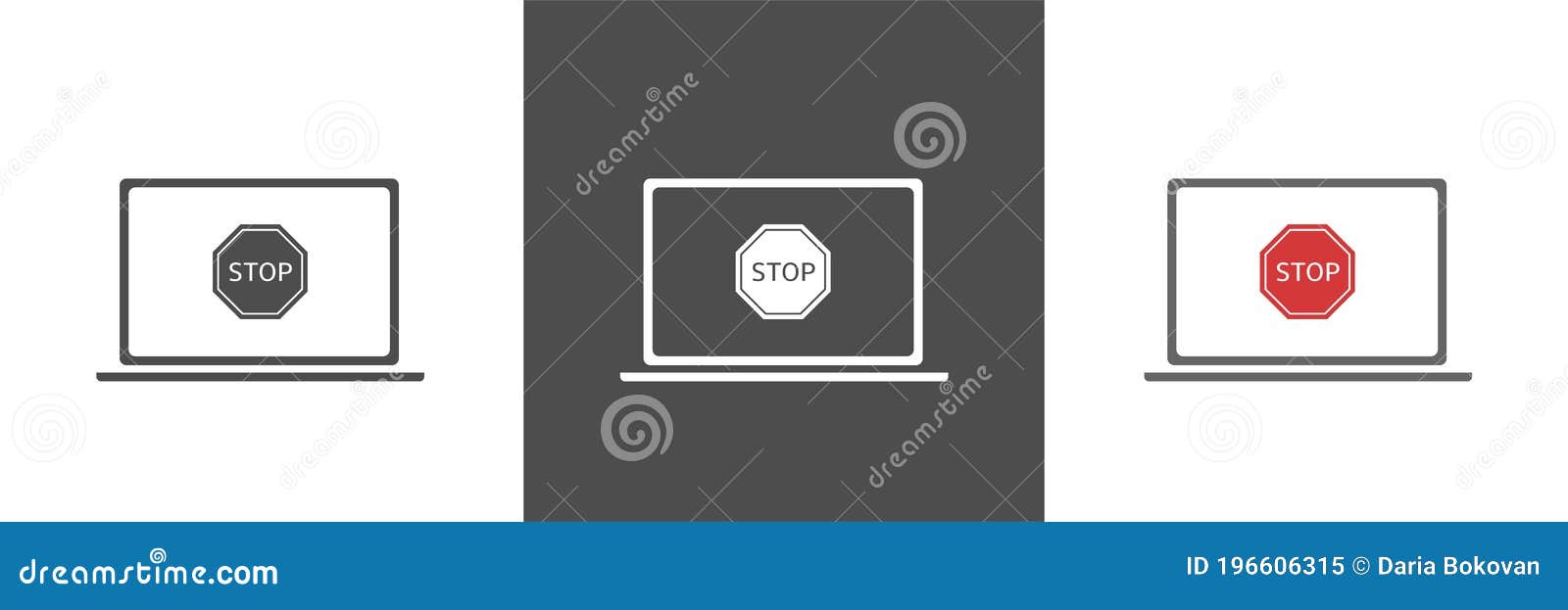Laptop with Stop Sign Vector Icons2 Stock Illustration - Illustration ...