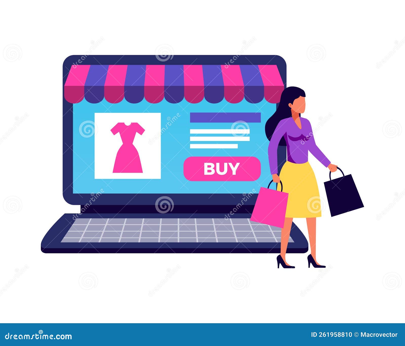 Laptop Storefront Shopping Composition Stock Illustration ...