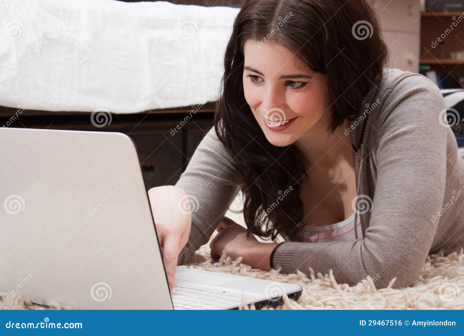 Laptop Study Girl stock photo. Image of dormitories, clean - 29467516
