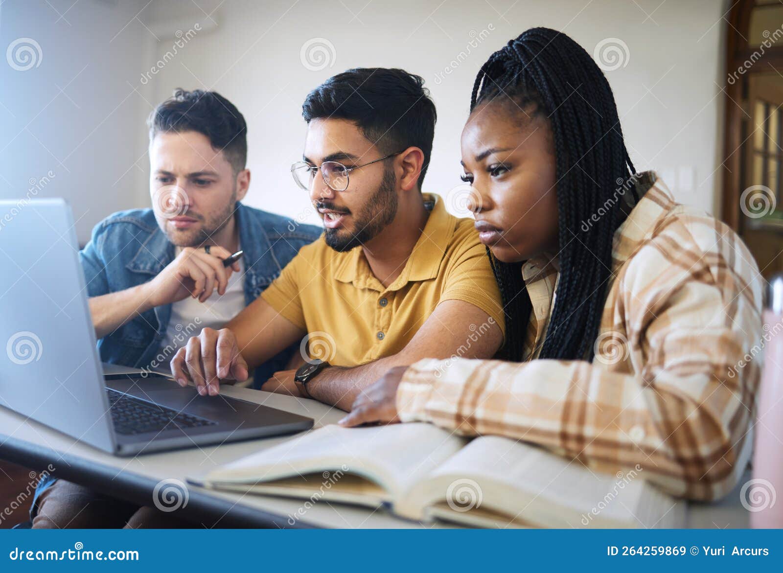 Laptop, Study and Students Group with Online Course, Elearning or ...