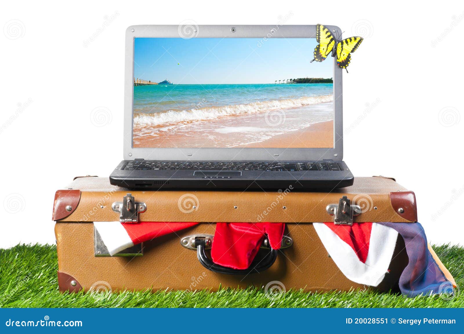 Laptop on suitcase stock image. Image of laptop, closeup - 20028551
