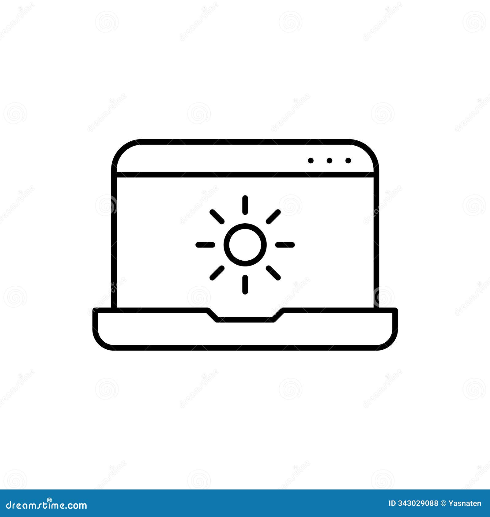 Laptop with Sun Symbol on Screen. Automatic Brightness Adjustment ...