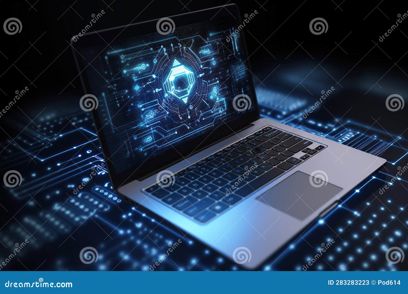 Locking Down the Digital World: Laptop Symbolizing Internet Protection ...