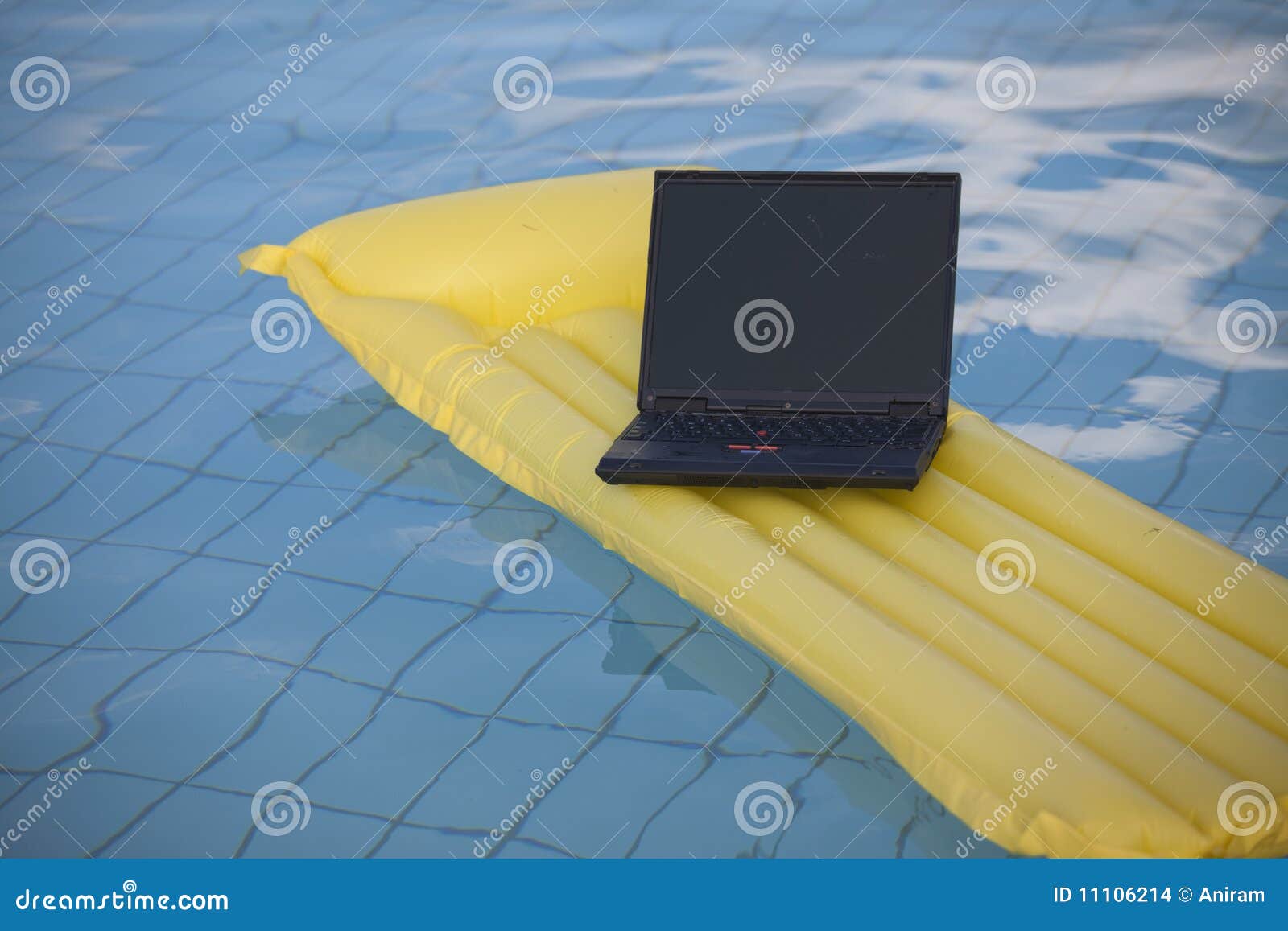 Laptop swimming in pool stock photo. Image of holidays - 11106214