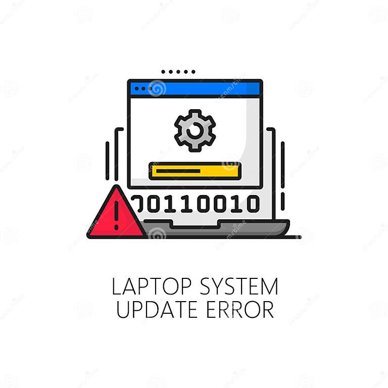 Laptop System Software Update Error Line Icon Stock Illustration ...