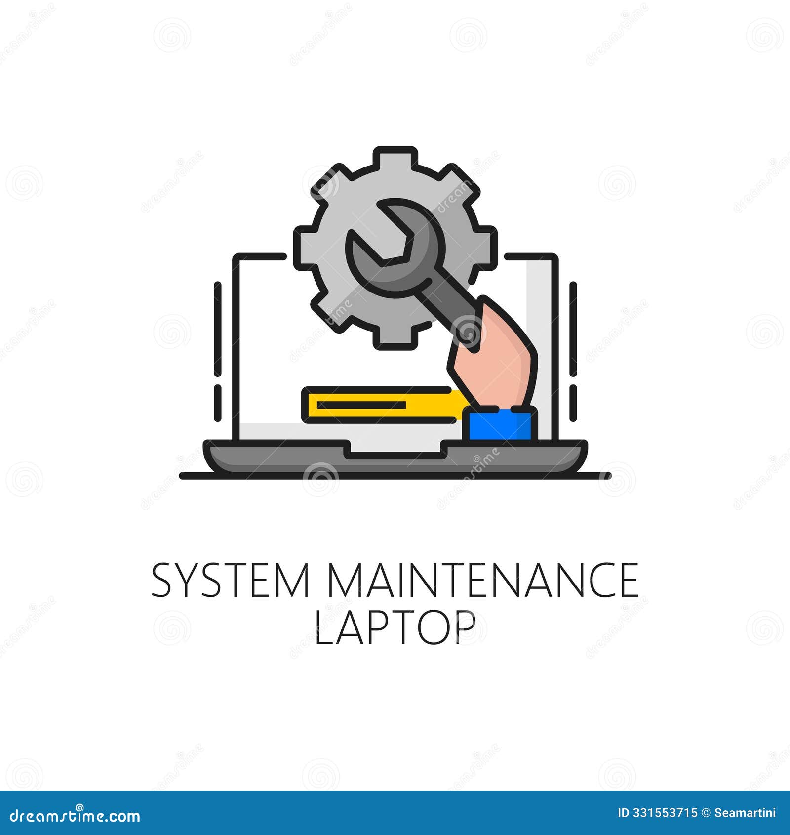 Laptop System Software Update Outline Icon Stock Illustration ...