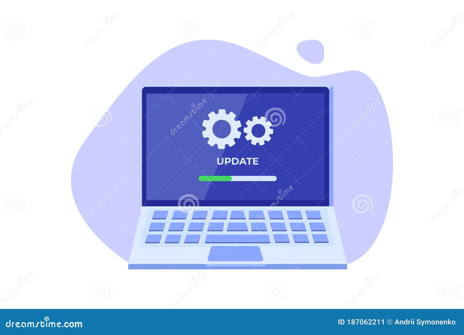 Laptop System Update Flat Style Concept. Stock Vector - Illustration of ...