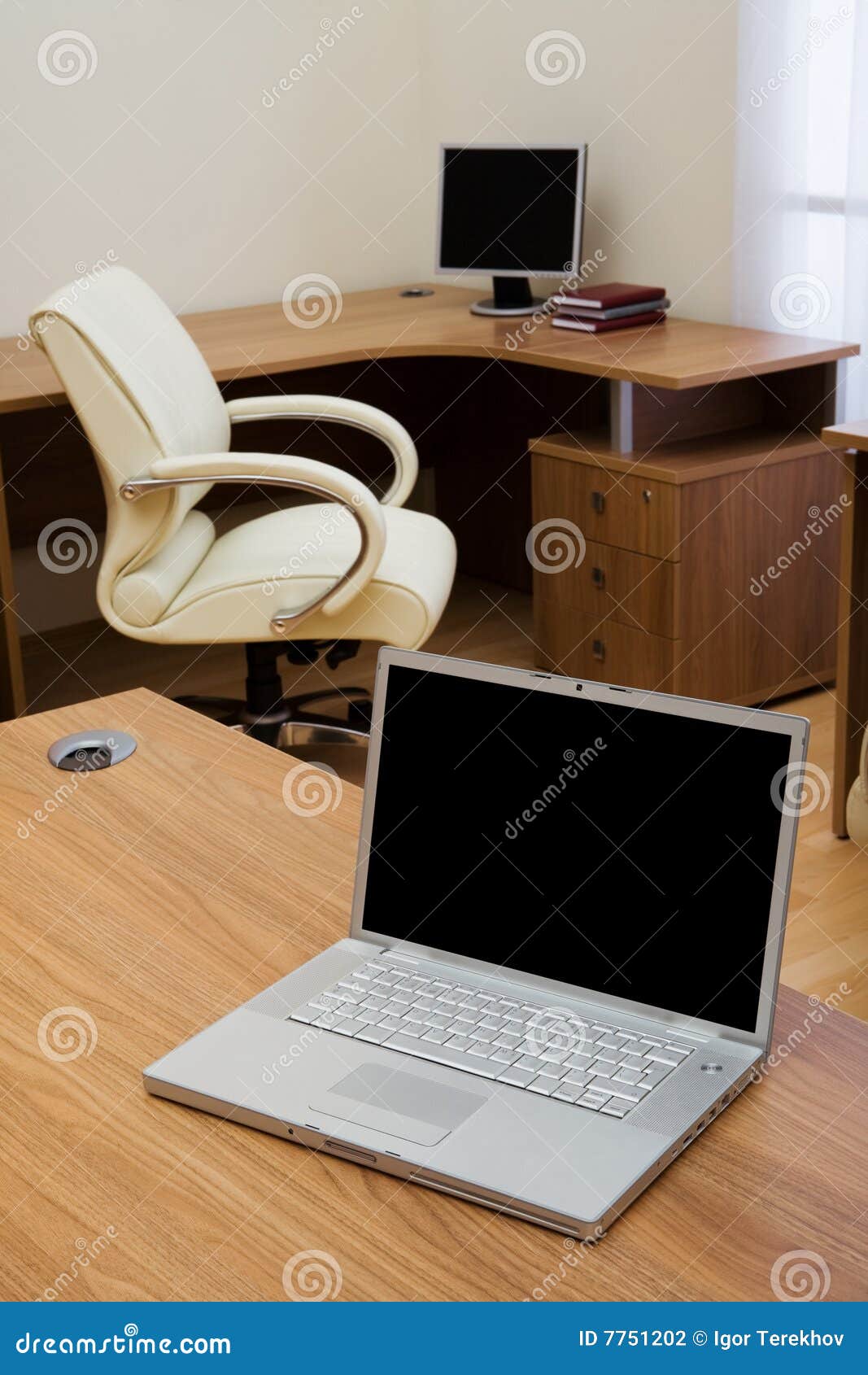 Laptop on a table stock photo. Image of office, empty - 7751202