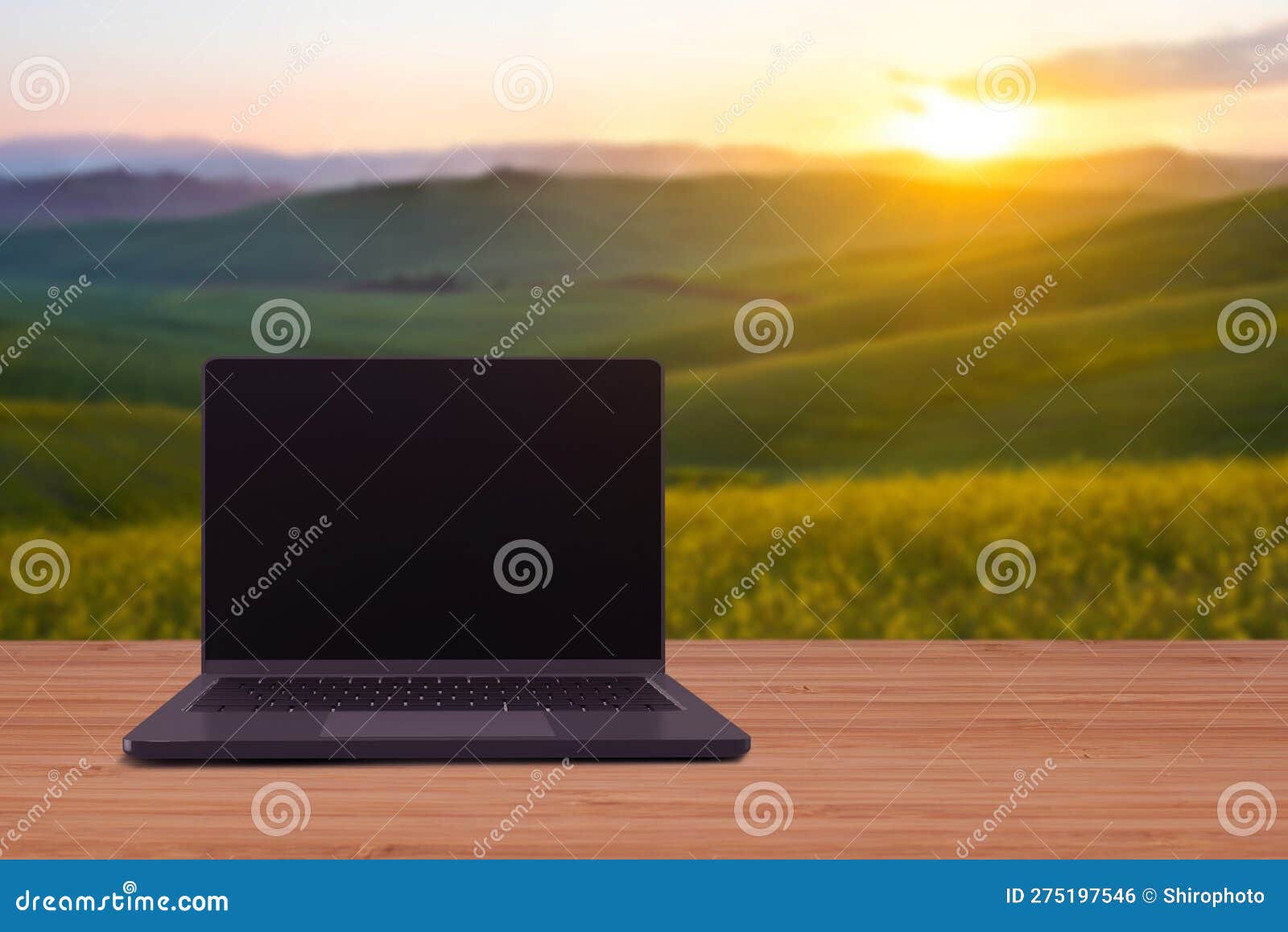 Laptop on the Table Concept Work from Anywhere Stock Photo - Image of ...