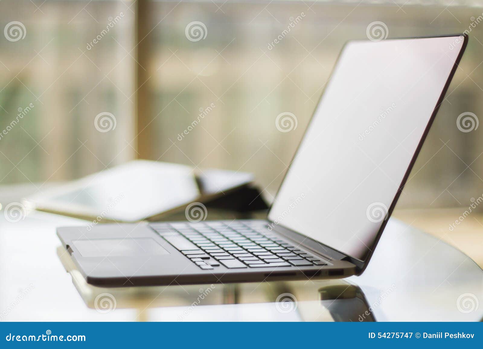 Laptop on Table at Home, Shallow Depth of Field Stock Image - Image of ...