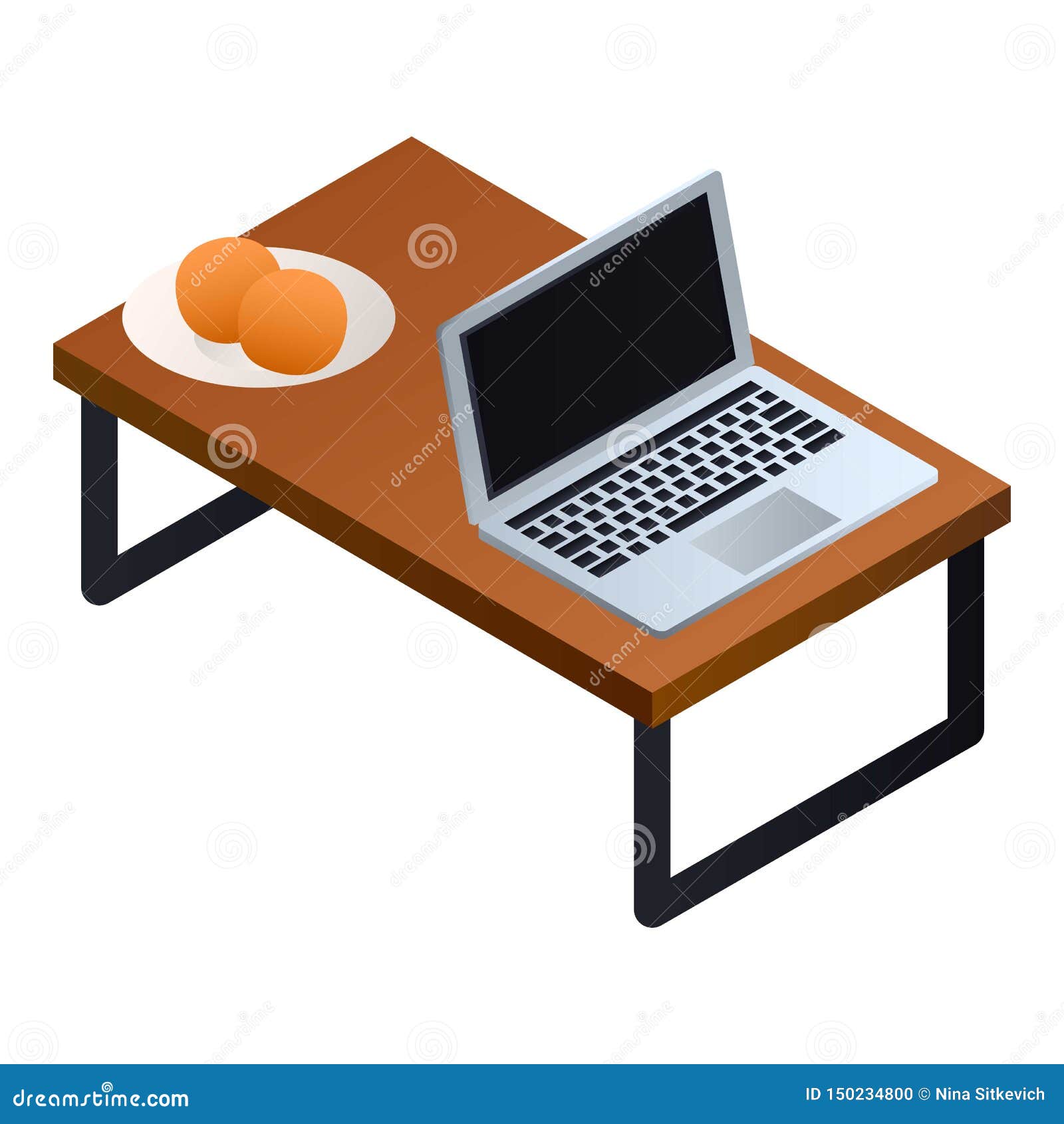 Laptop on Table Icon, Isometric Style Stock Vector - Illustration of ...