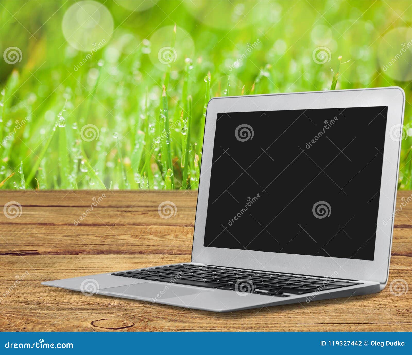 Laptop on the table stock photo. Image of silver, hightech - 119327442