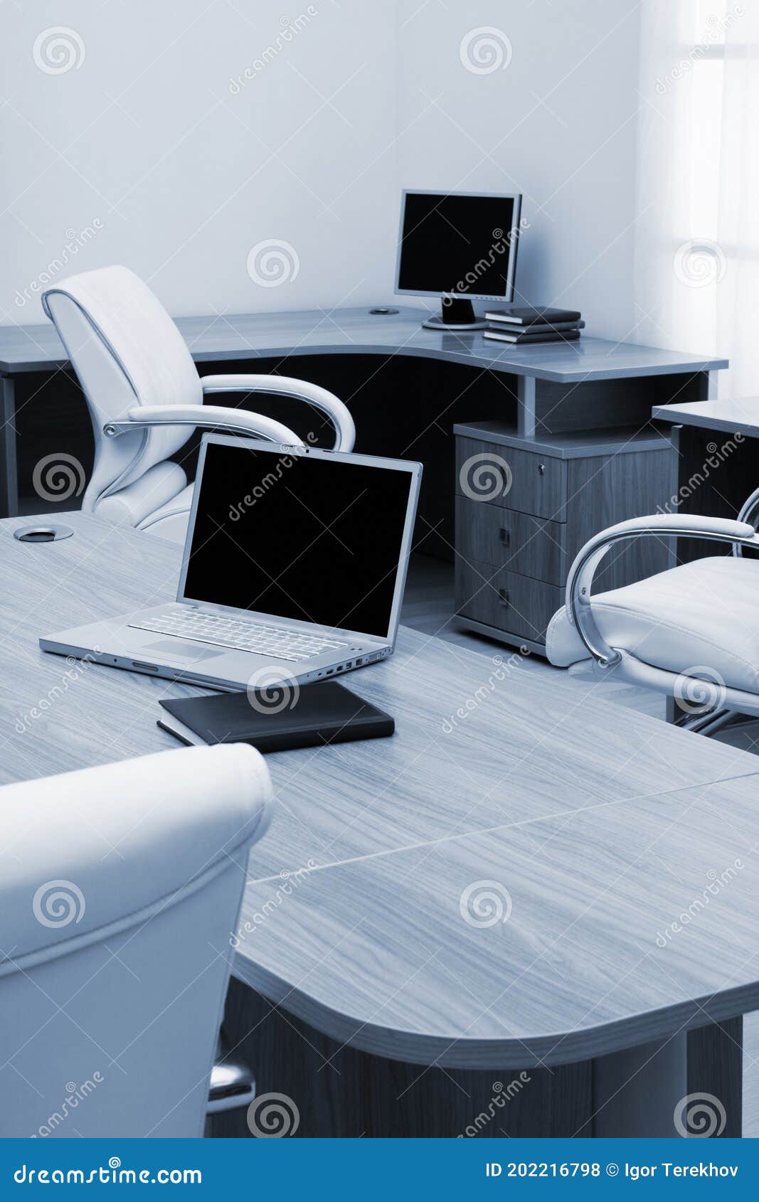 Laptop on Table at Modern Office Stock Photo - Image of director ...