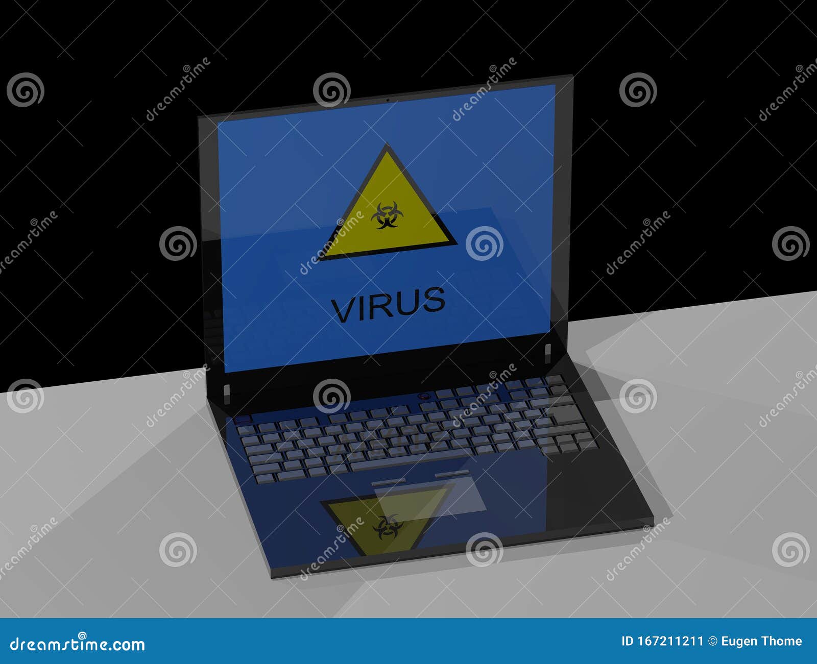 Virus Notification on the Laptop Screen 3D Illustration Stock ...
