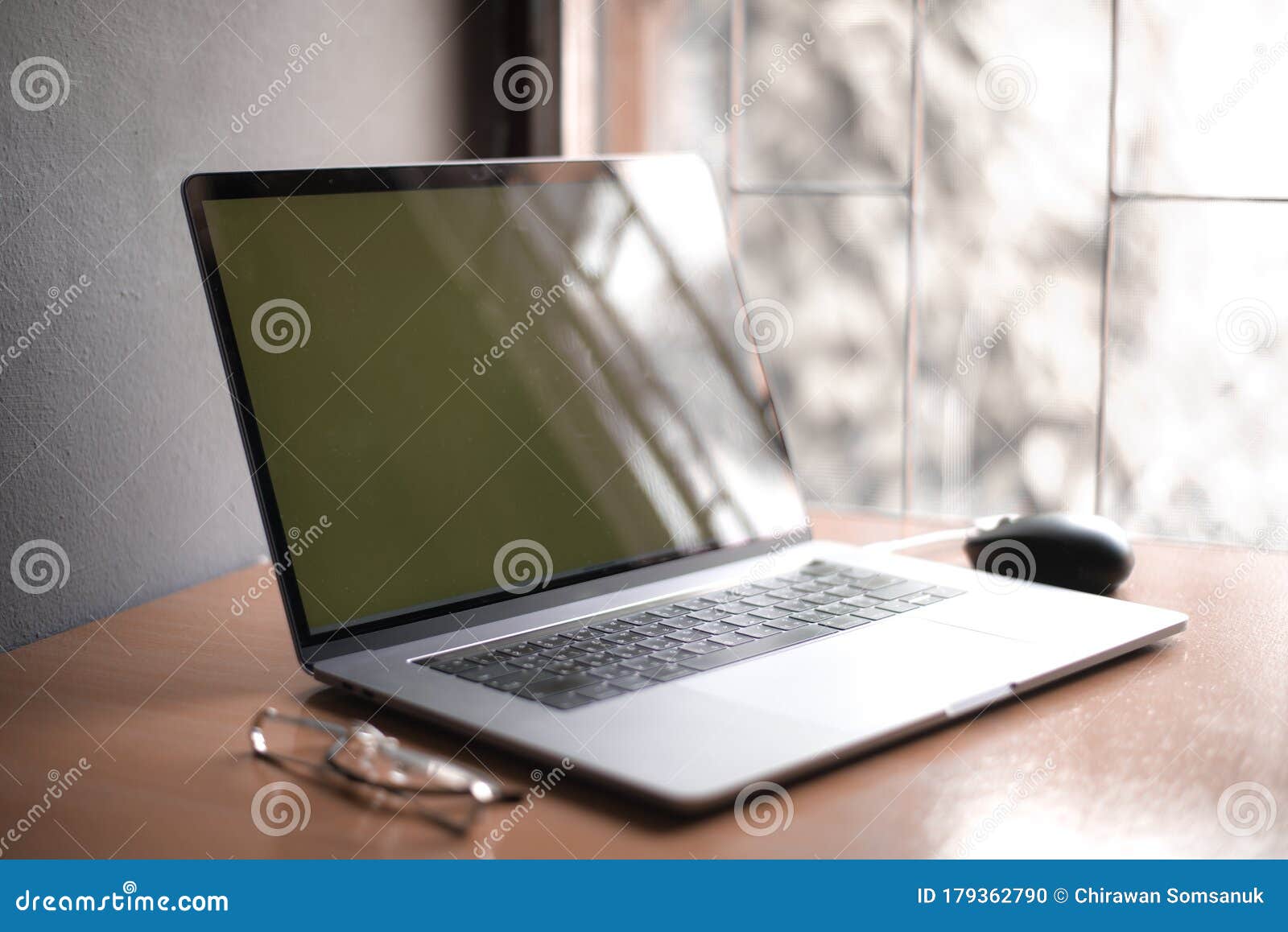 Laptop on Table in Work Space Concept Stock Photo - Image of desk ...