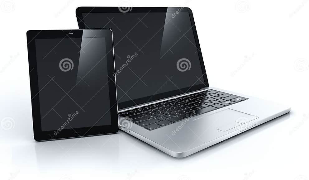 Laptop and tablet stock illustration. Illustration of black - 21263340