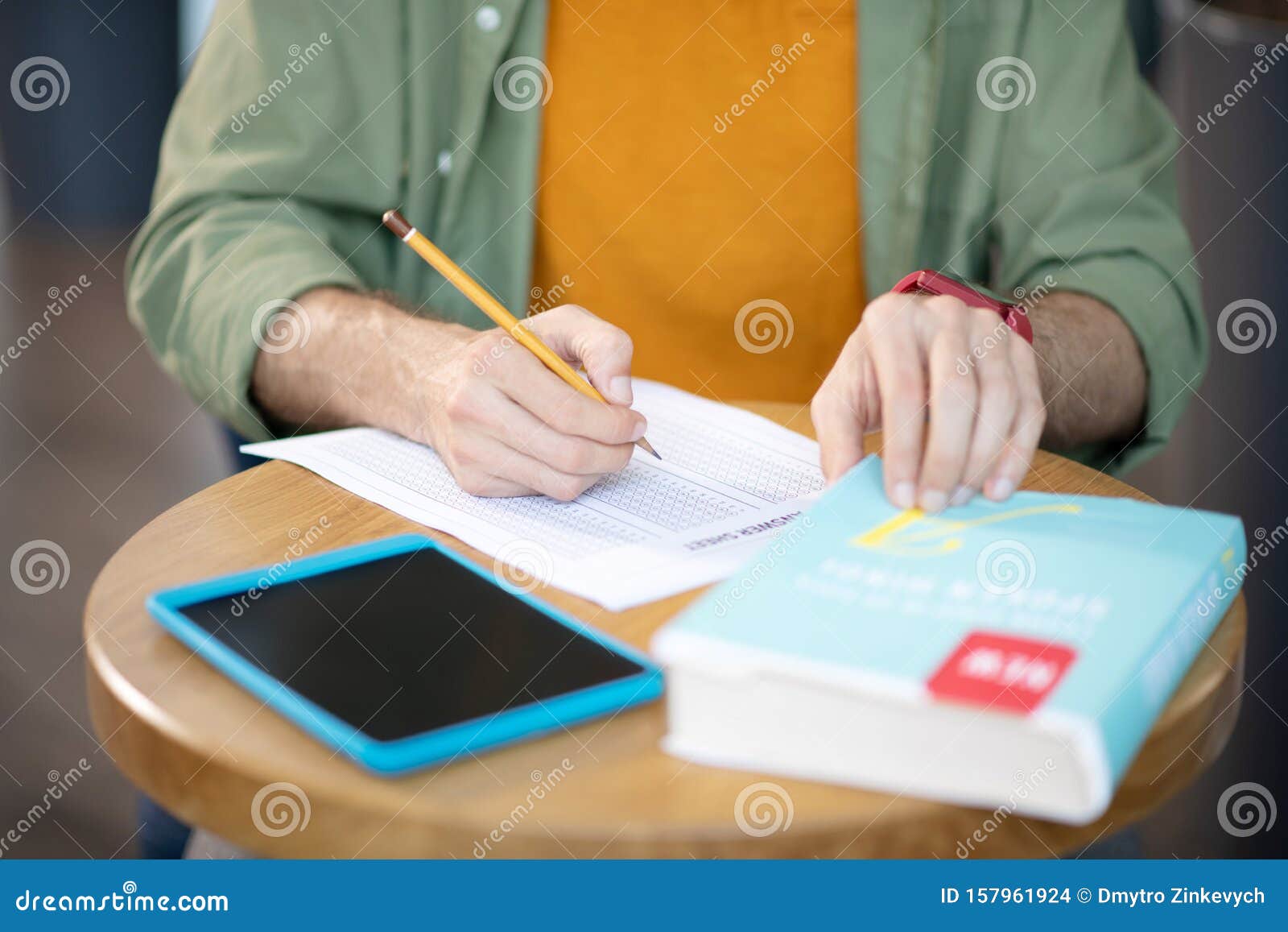 Busy Student Near Laptop and Tablet Studying Hard Stock Photo - Image ...