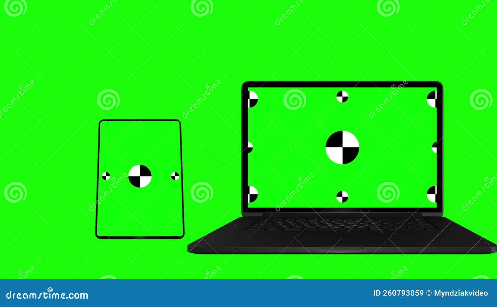 Laptop, Tablet Computer with Green Screens. 3D Animation for ...