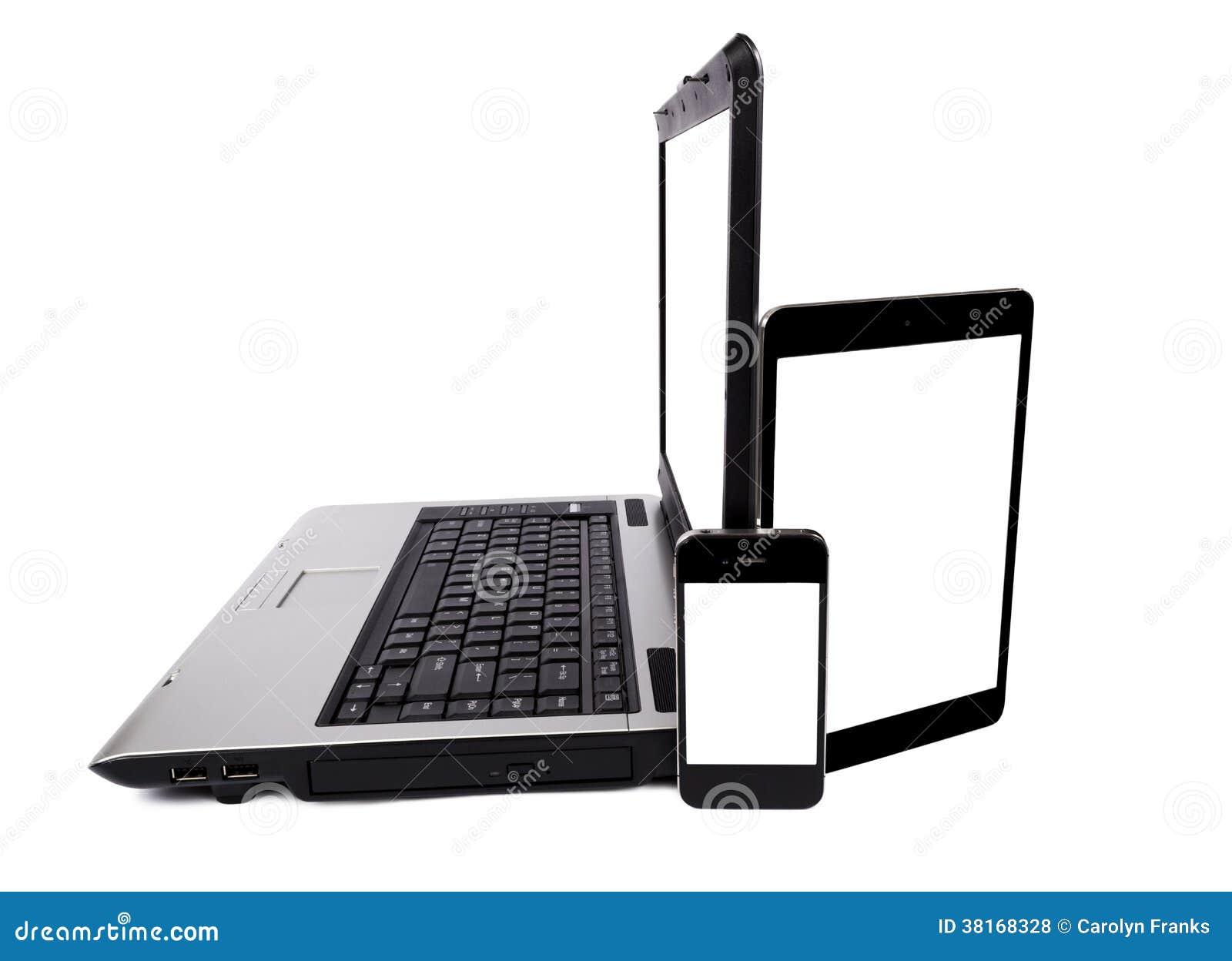 Laptop, Tablet-Computer Und Handy Lokalisiert Stockfoto - Bild von ...