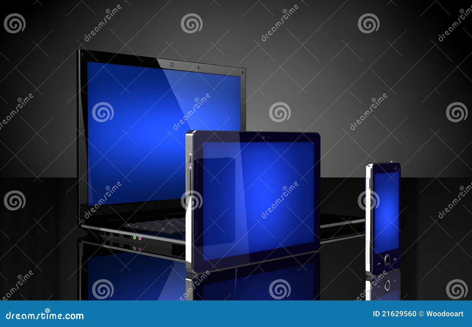 Laptop, Tablet and Mobile Phone Stock Illustration - Illustration of ...