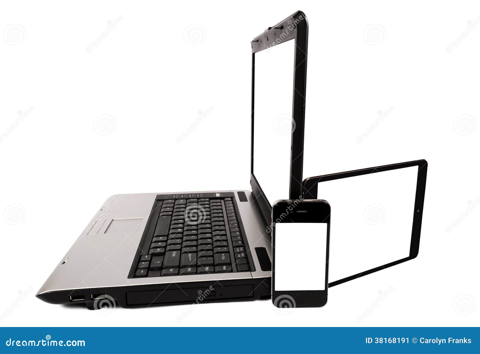 Laptop with Tablet and Mobile Phone Stock Image - Image of information ...