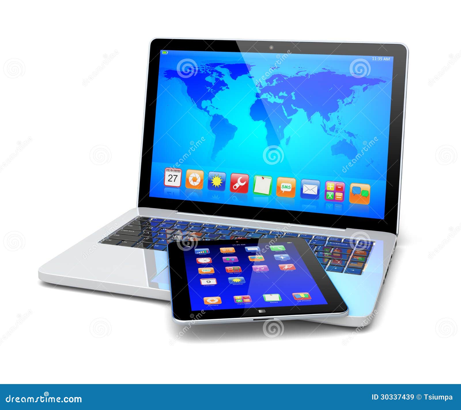 Laptop and tablet pc stock illustration. Illustration of application ...