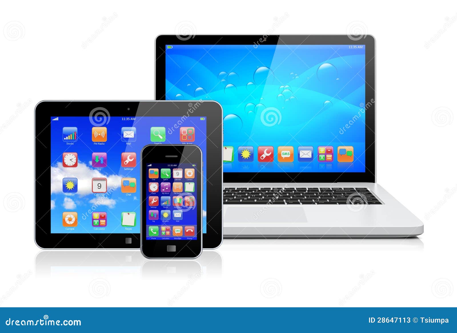 Laptop, Tablet Pc and Smartphone Stock Illustration - Illustration of ...