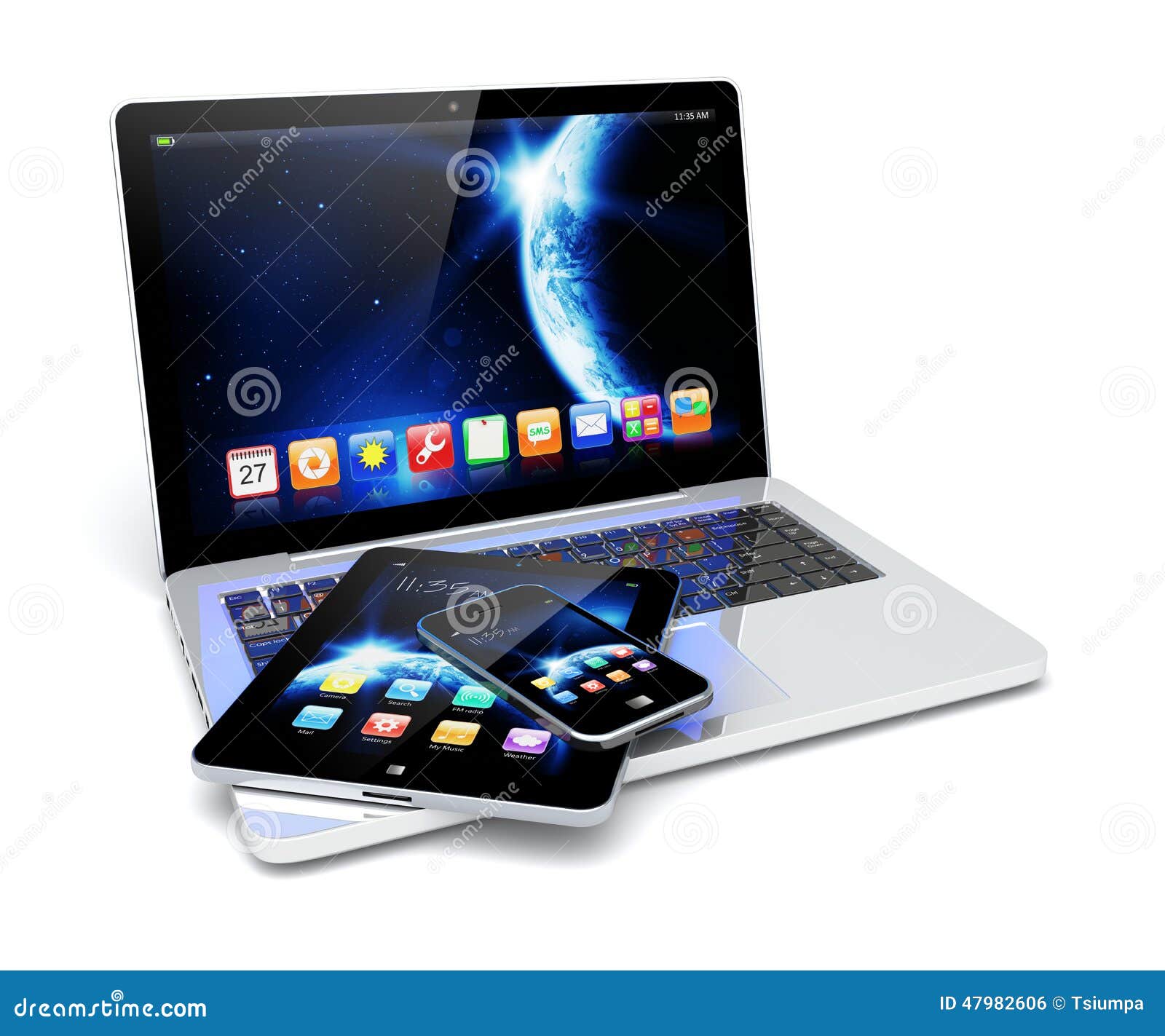Laptop, Tablet Pc and Smartphone Stock Illustration - Illustration of ...