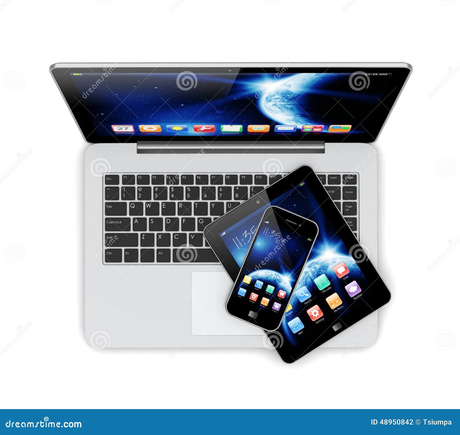 Laptop, Tablet Pc and Smartphone Stock Illustration - Illustration of ...