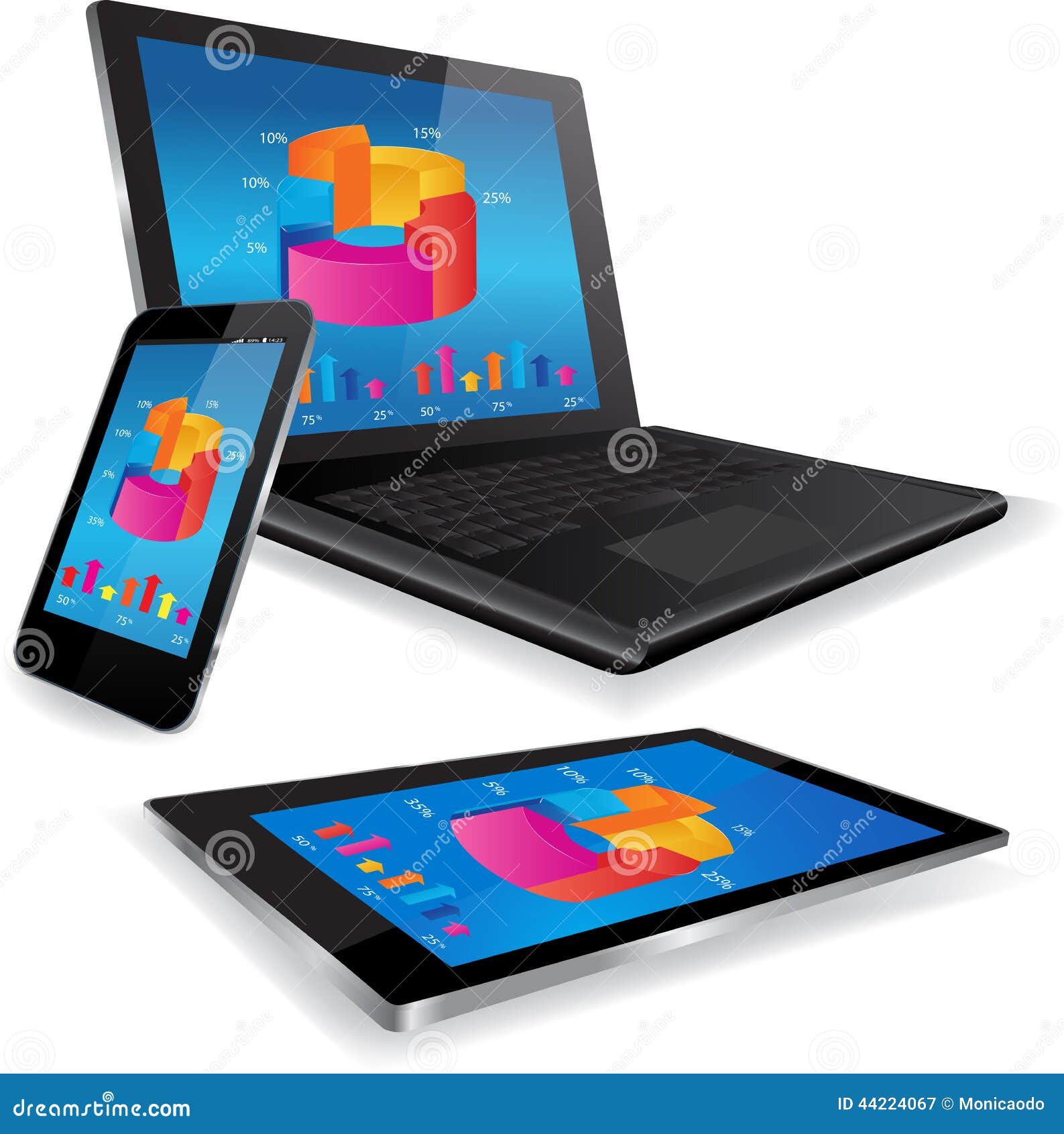 Laptop Tablet and Smart Phone with Business Graph Stock Vector ...