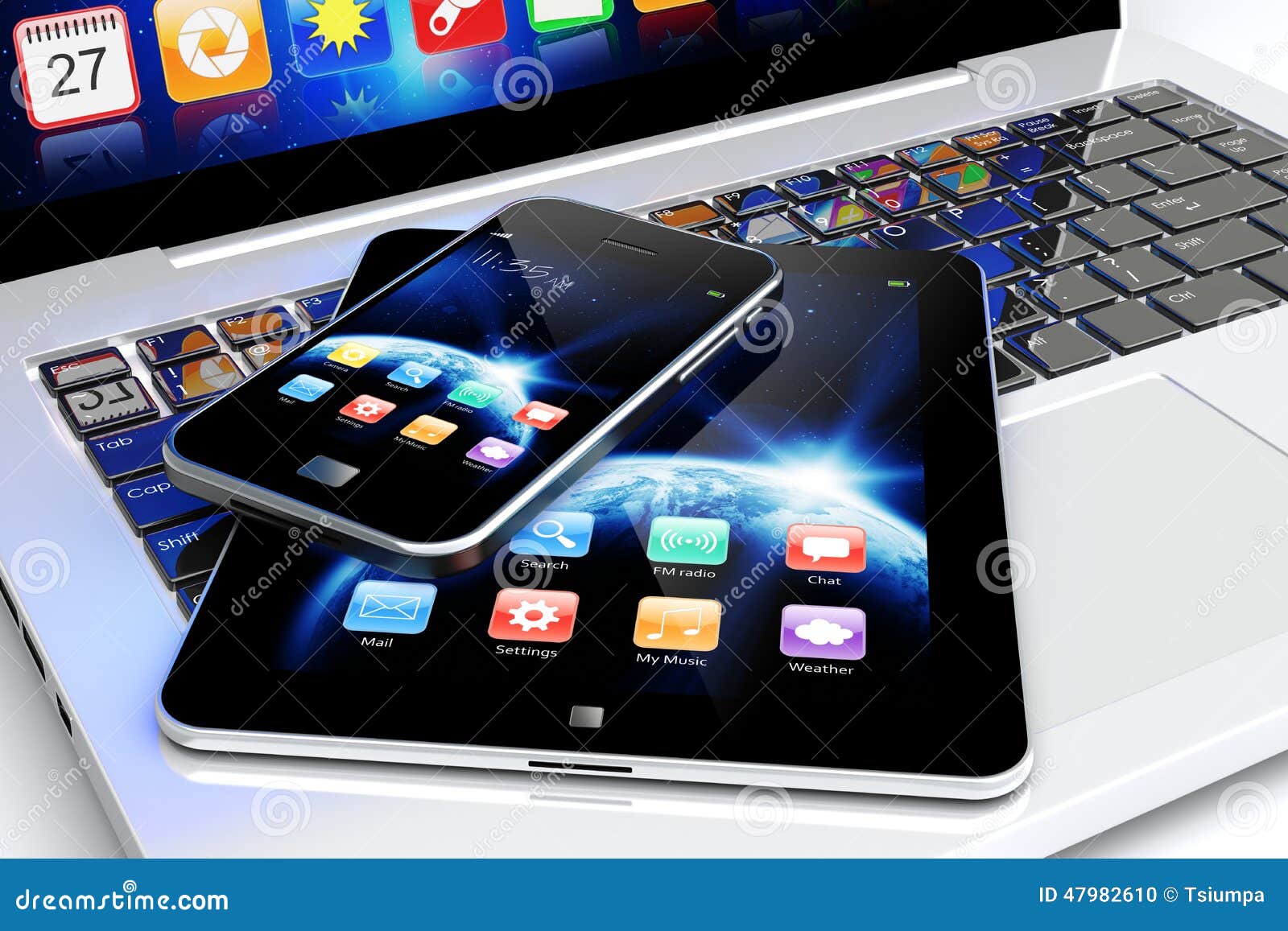 Laptop, Tablette-PC Und Smartphone Stock Abbildung - Illustration von ...