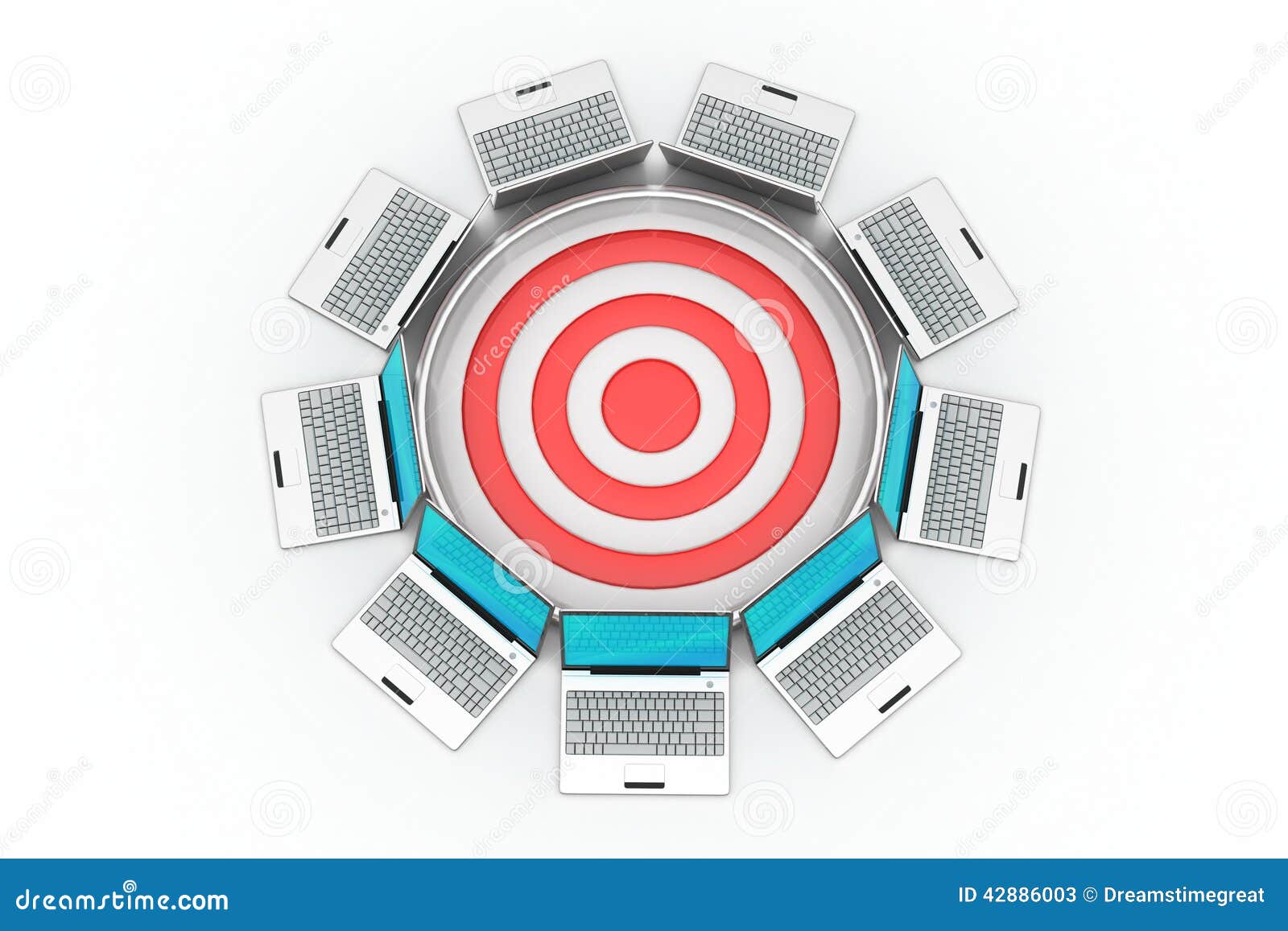 Laptop with target icon stock illustration. Illustration of ...