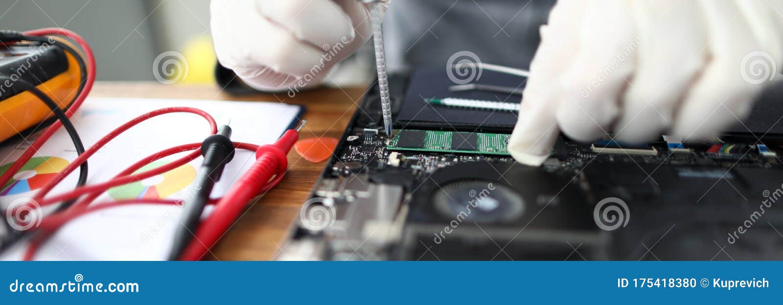 Laptop Technician Fixing Personal Computer Stock Photo - Image of hand ...