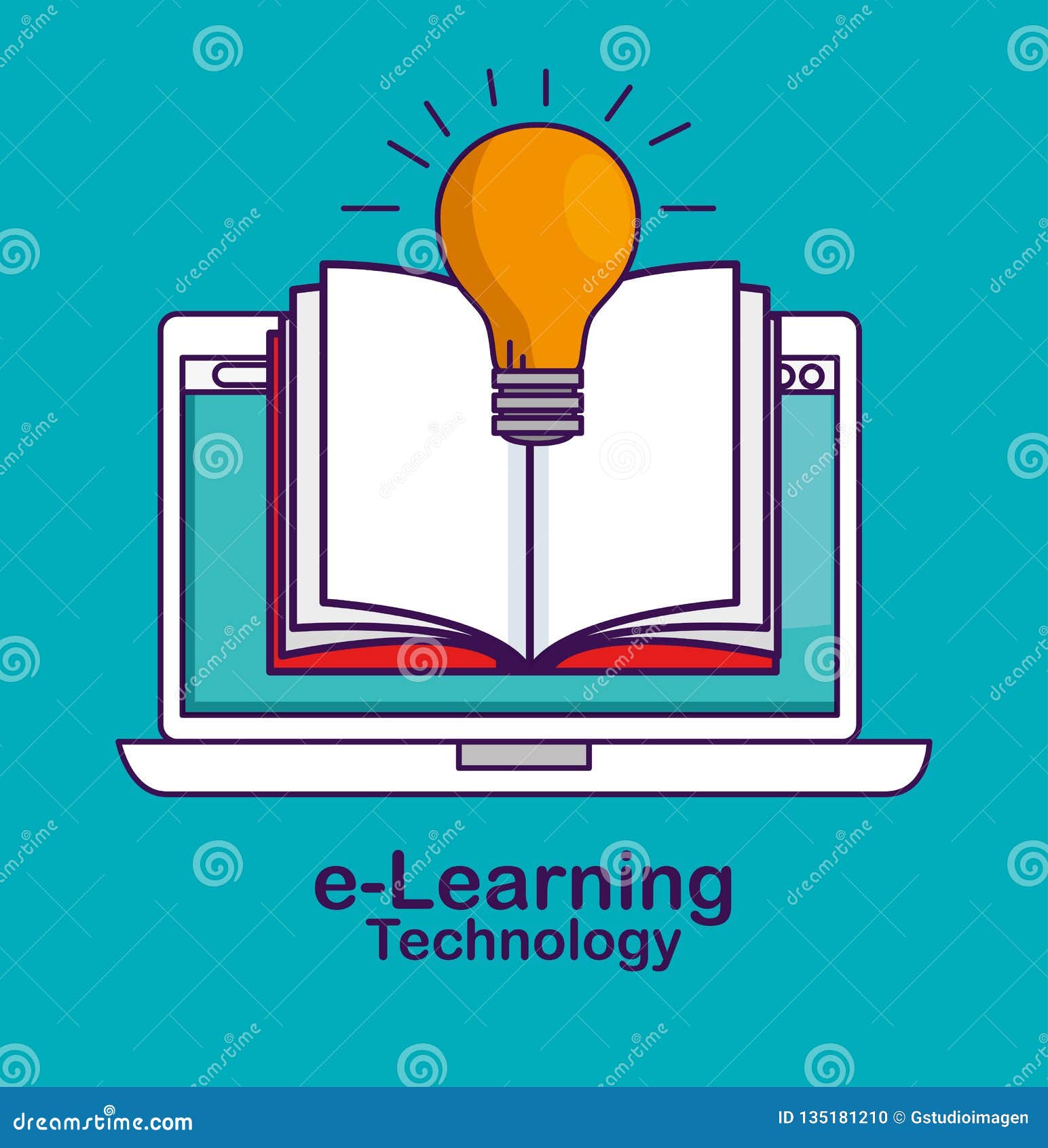 Laptop Technology with Book and Bulb Idea Stock Vector - Illustration ...