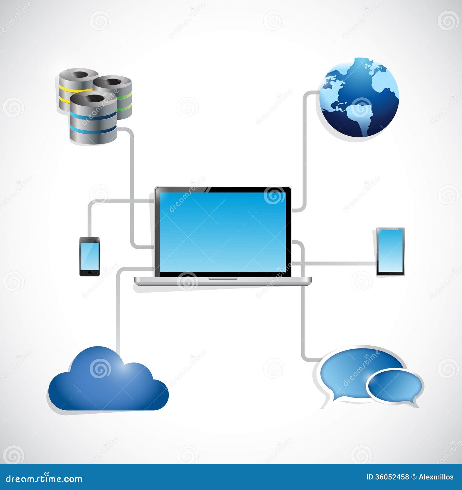 Laptop Technology Network Connection Illustration Stock Illustration ...