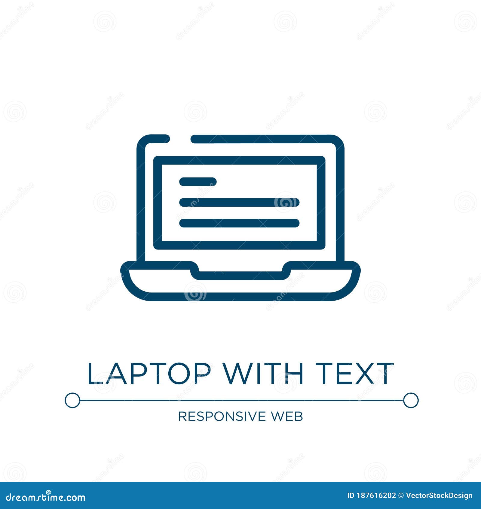Laptop with Text Icon. Linear Vector Illustration from Responsive Web ...