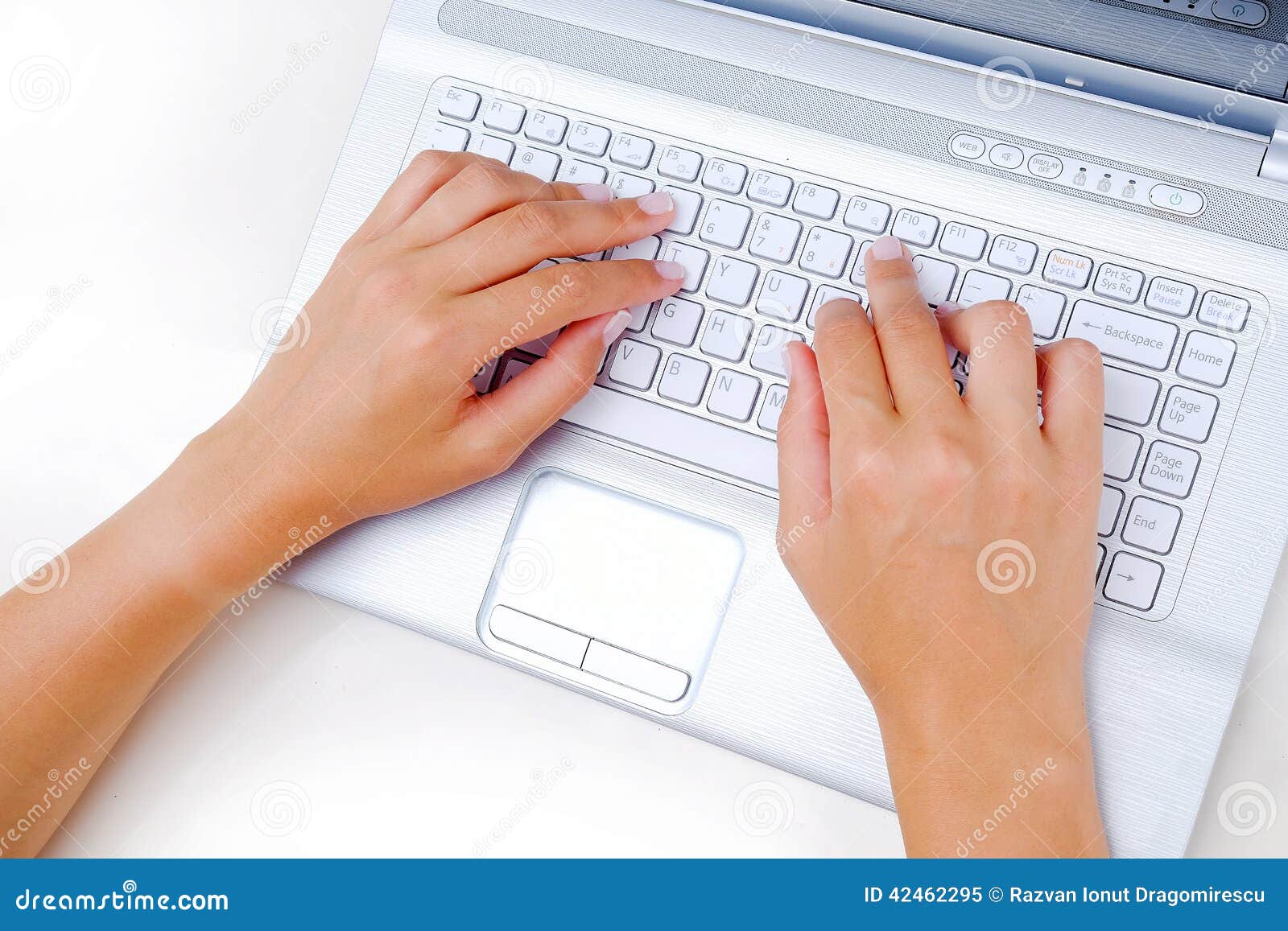 Laptop Texting stock image. Image of tech, lady, fingers - 42462295