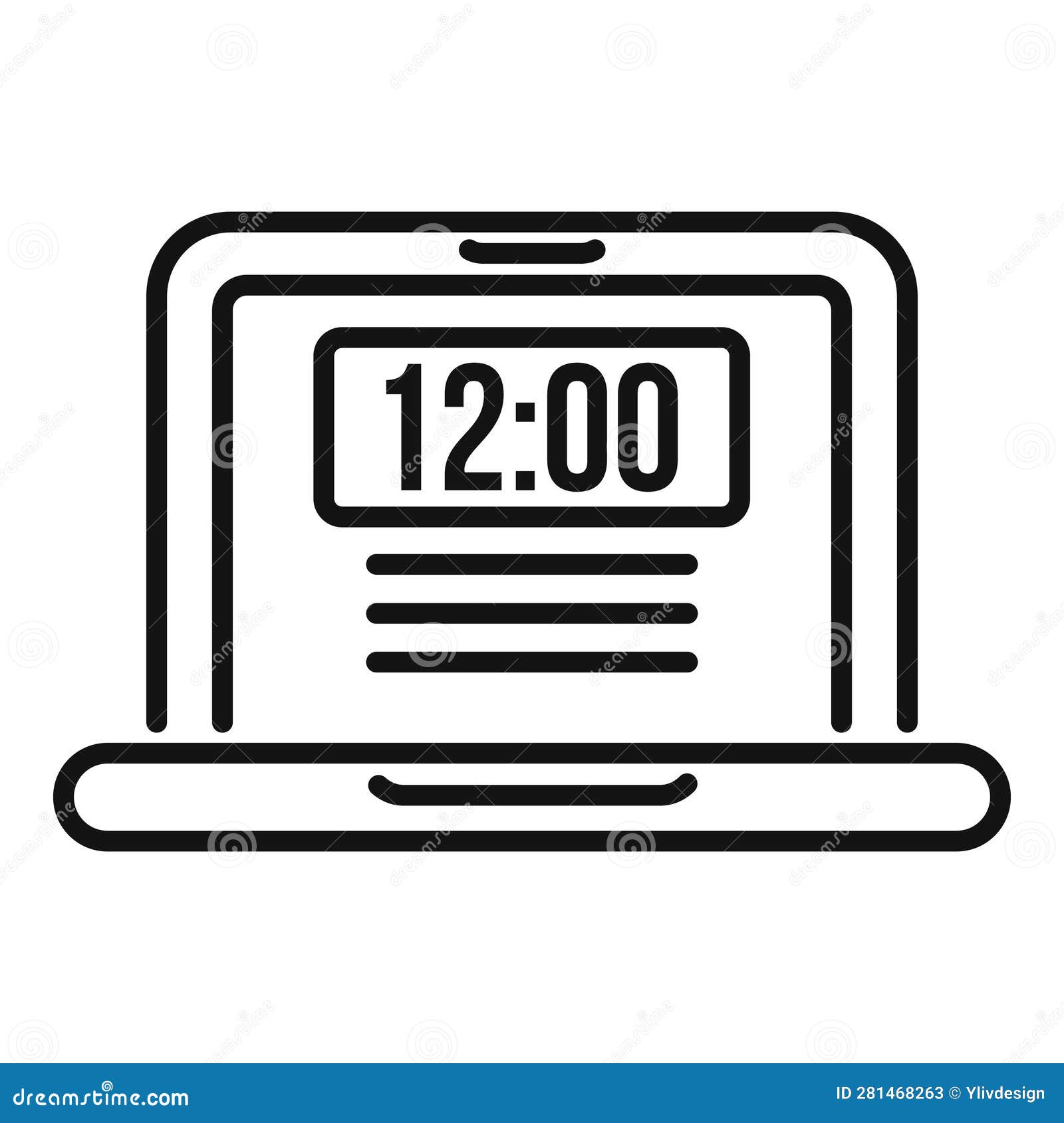 Laptop Time Icon Outline Vector. Clock Project Stock Vector ...