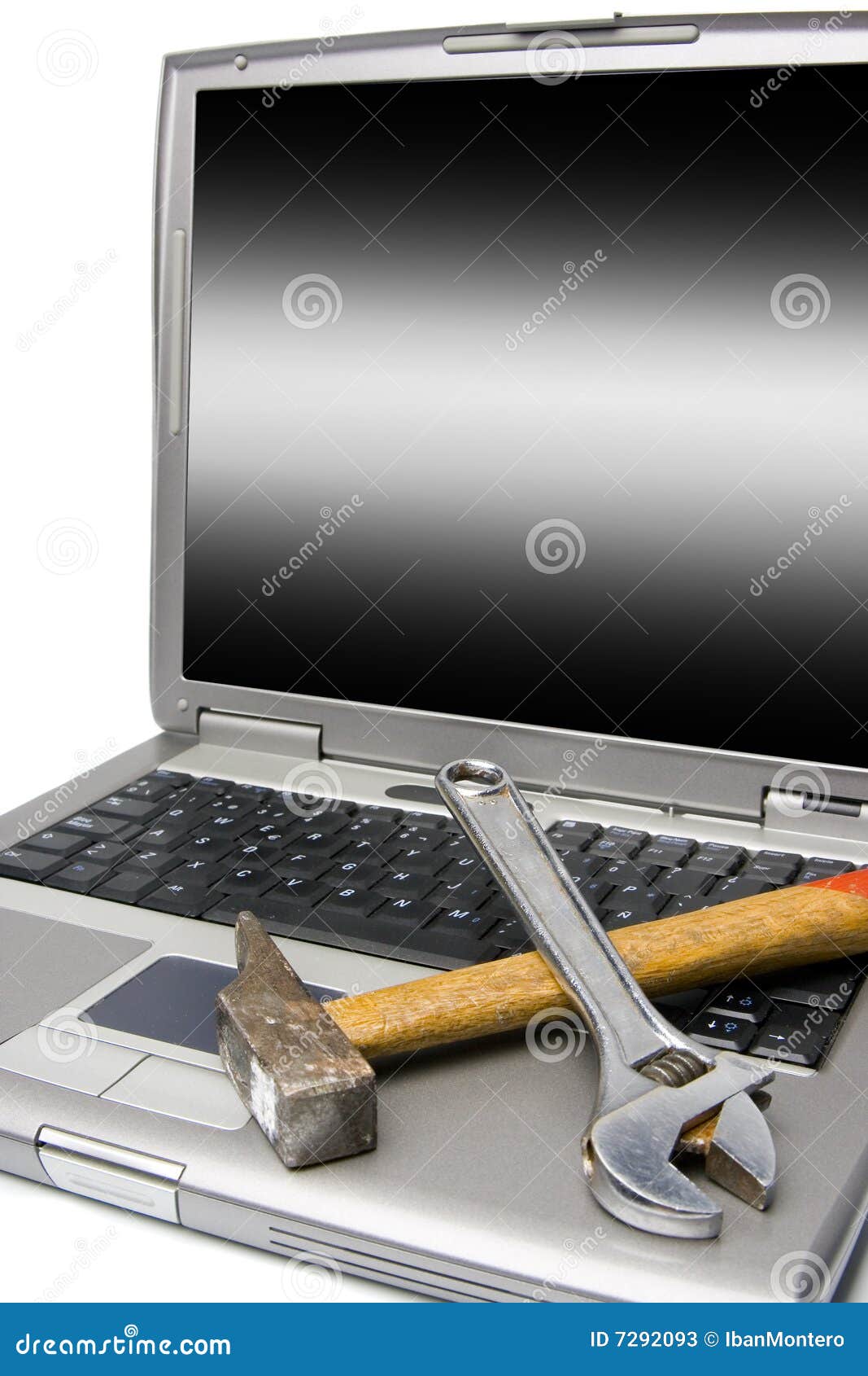 Laptop and tools stock image. Image of laptop, broken - 7292093