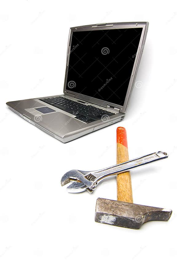 Laptop and tools stock image. Image of help, computer - 7591963