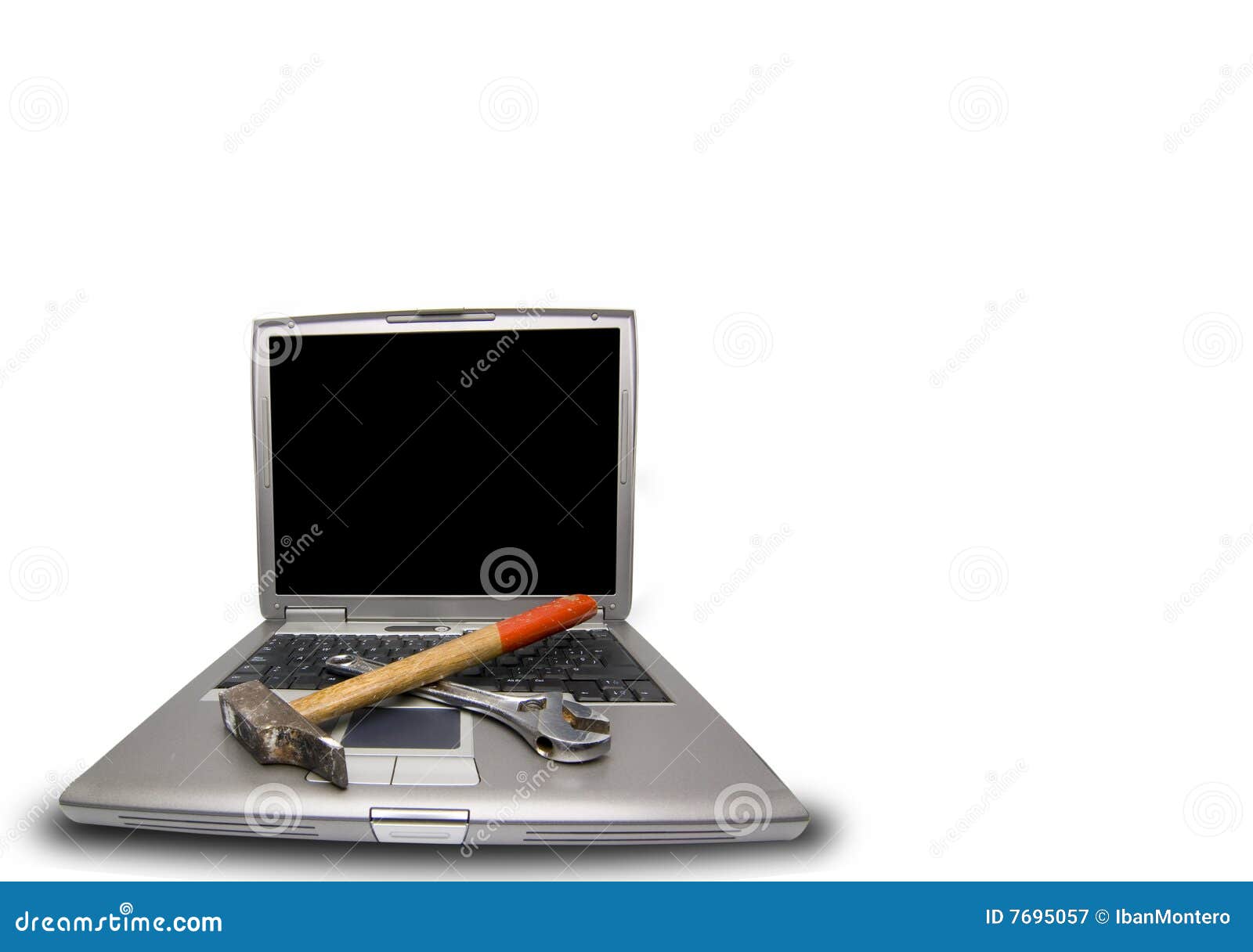 Laptop and tools stock image. Image of tool, data, wrench - 7695057
