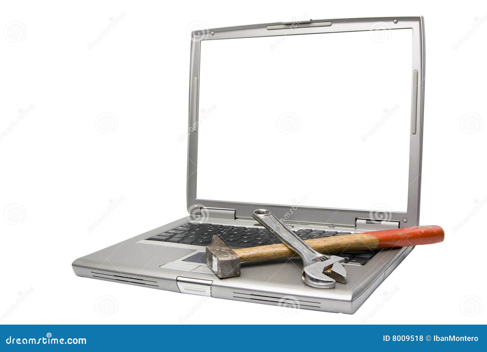 Laptop and tools stock photo. Image of wrench, concept - 8009518