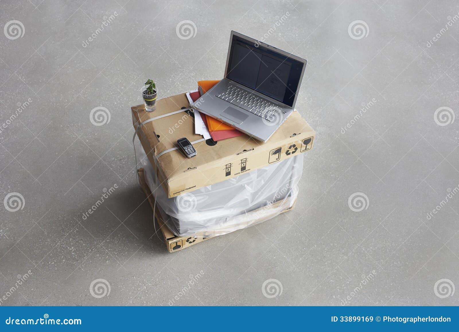 Laptop on Top of Boxes stock image. Image of objects - 33899169