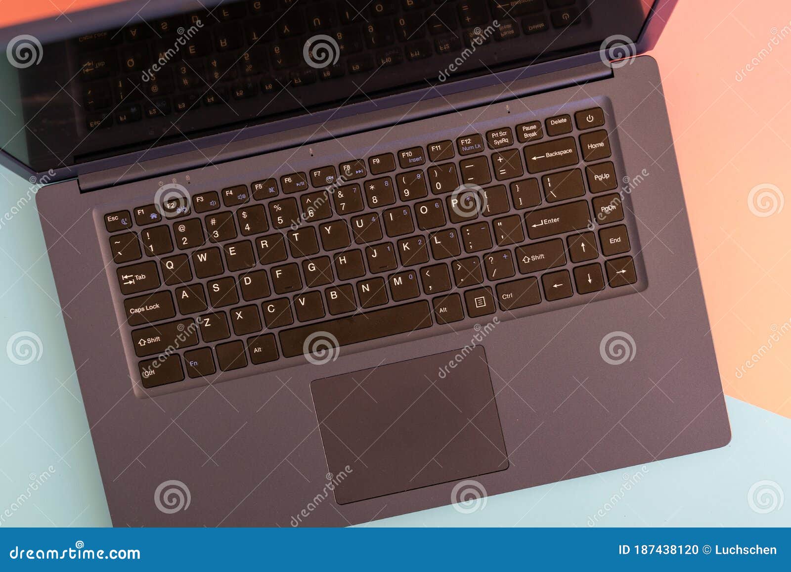 Laptop top view stock photo. Image of electronic, concept - 187438120