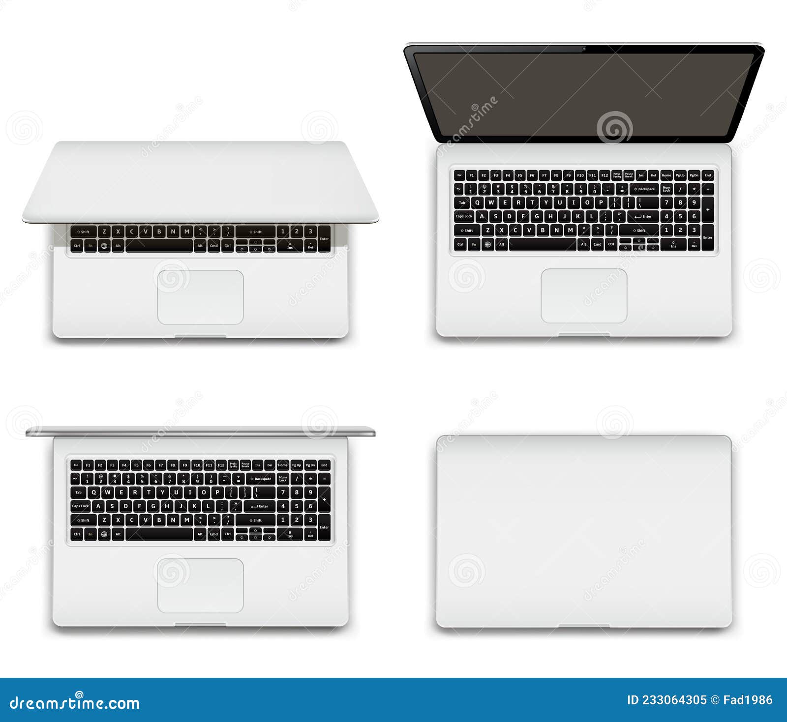 Laptop top view set stock vector. Illustration of monitor - 233064305
