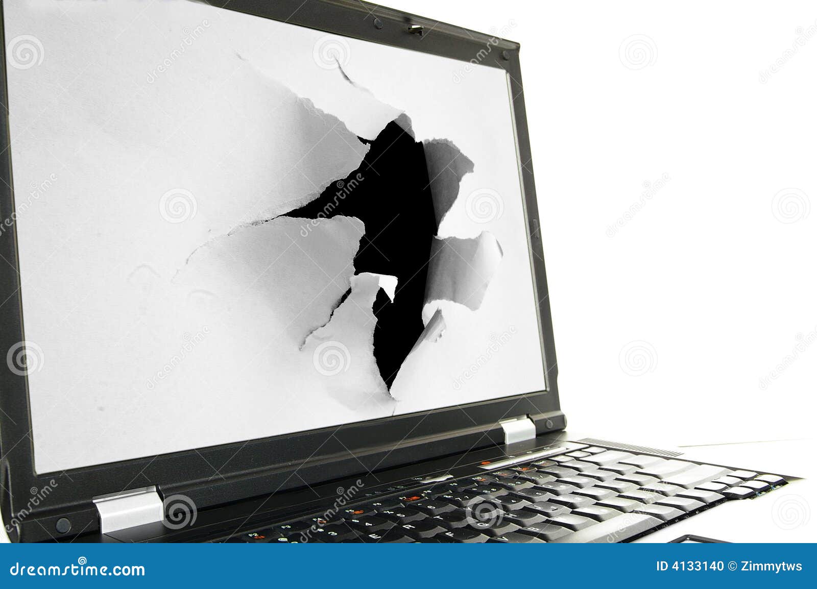 Laptop torn stock photo. Image of screen, computer, hole - 4133140